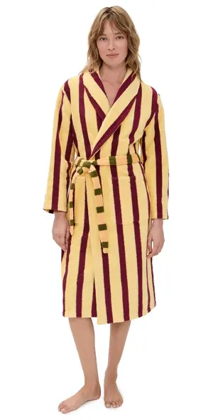 DUSEN DUSEN Striped Terry Cloth Bathrobe - Ginkgo