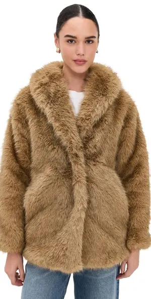 Z Supply Faux Fur Coat With Shawl Collar