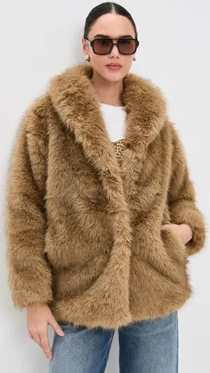 Z Supply Faux Fur Coat With Shawl Collar