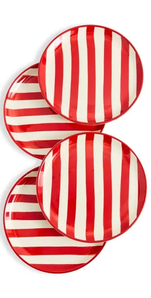ZAFFERANO Dinner Plates Set Of 4 - Red Stripe