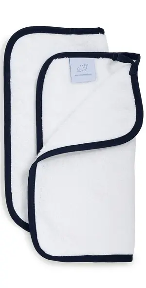 WEEZIE Signature Washcloths 2 Pack - Navy On White