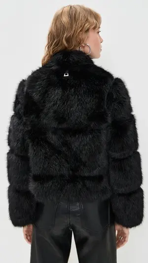 Apparis Sai Sable Faux Fur Coat - Noir