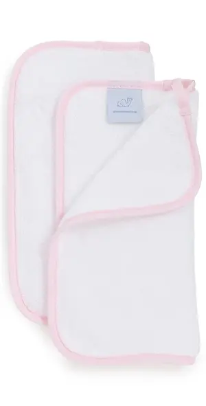 WEEZIE Signature Washcloths 2 Pack - Ballet Pink On White