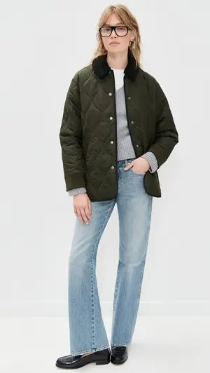 ALEX MILL Anne Quilted Jacket - Olive
