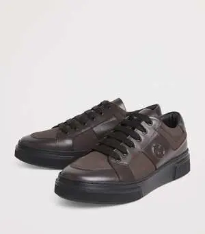 Giorgio Armani Leather Logo Sneakers