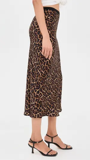 ANINE BING Printed Bar Silk Skirt