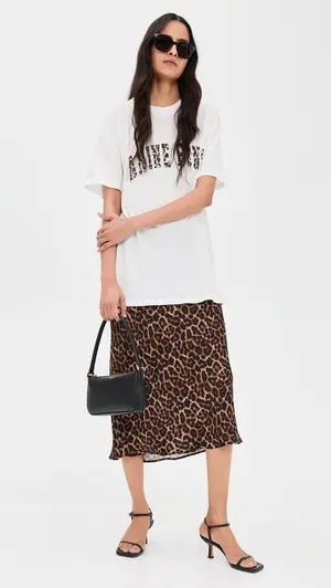 ANINE BING Printed Bar Silk Skirt