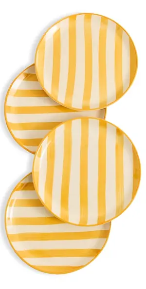 ZAFFERANO Dinner Plates Set Of 4 - Yellow Stripe
