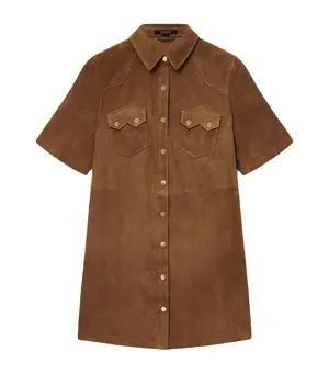 ALLSAINTS Suede Rock Mini Shirt Dress - Brown
