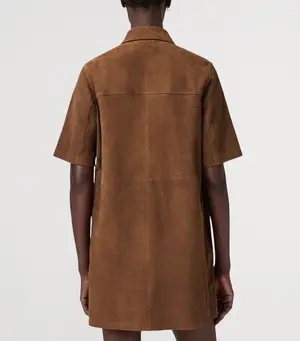 ALLSAINTS Suede Rock Mini Shirt Dress - Brown