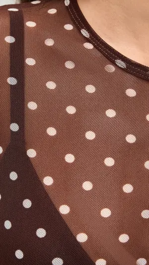 LE BOP Hannah Thong Bodysuit - Chocolate Polka Dot