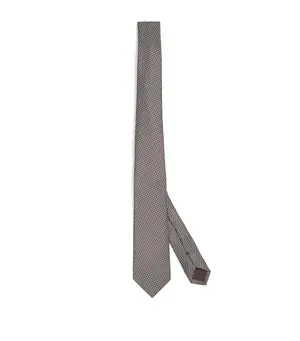 Giorgio Armani Silk Geometric Printed Neck Tie - Beige