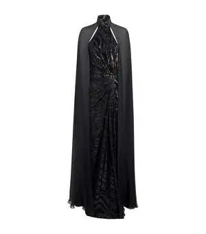 Zuhair Murad Sequined Cape Gown