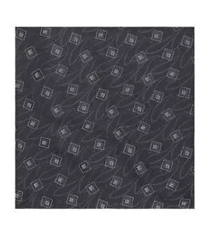 Giorgio Armani Mulberry Silk Geometric Pocket Square - Blue