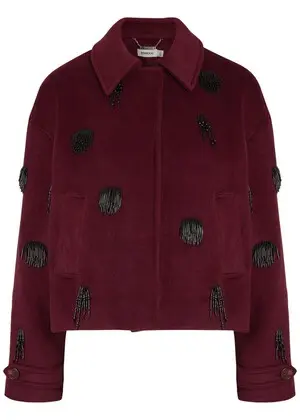 Simkhai Katya Bead-embellished Wool-blend Jacket - Red