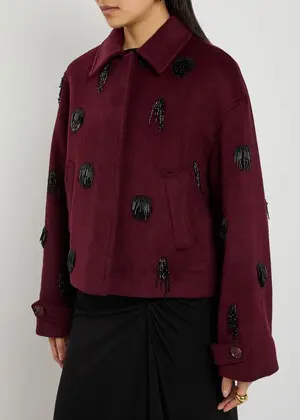 Simkhai Katya Bead-embellished Wool-blend Jacket - Red