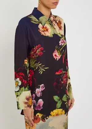 Alice + Olivia Floral-print Satin Shirt