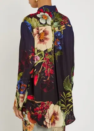 Alice + Olivia Floral-print Satin Shirt
