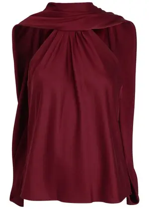 Simkhai Scarlett Cape-effect Satin Top - Red