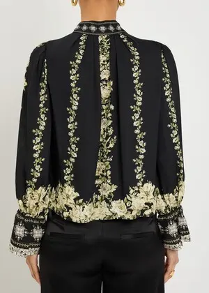 Alice + Olivia Floral-print Satin Blouse