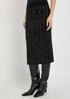 Veronica Beard Sequin-embellished Knit Midi Skirt