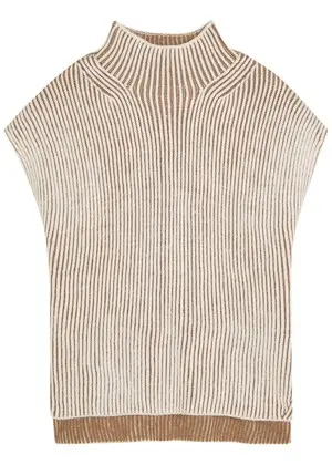 Varley Lauren Ribbed Knit Top - Beige