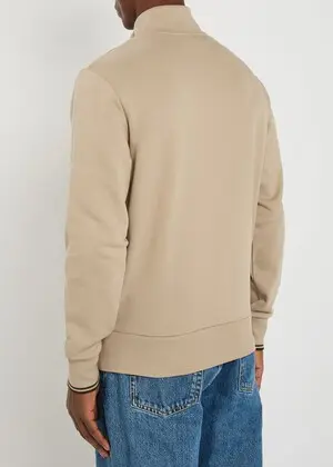 Fred Perry Half-zip Cotton Sweatshirt With Embroidered Logo - Ecru