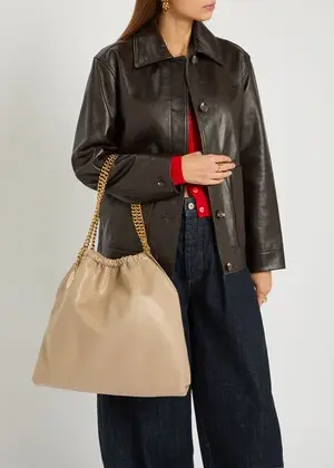 Stella McCartney Falabella Drawstring Faux Suede Tote - Cream