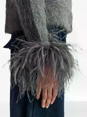 16Arlington Feather-trim Knitwear - Grey