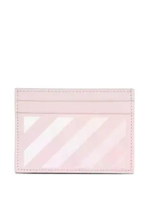 Off-White Leather Stripes Cardholder - Pink