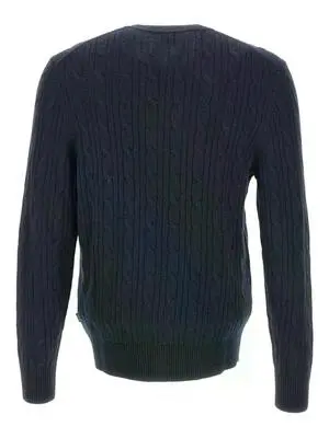 BOSS Cable Knit Crew Neck Sweater - Blue