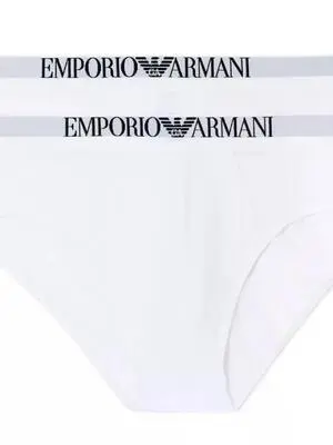 Emporio Armani Logo-band Briefs - White