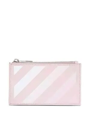Off-White Striped-print Zip Wallet - Pink