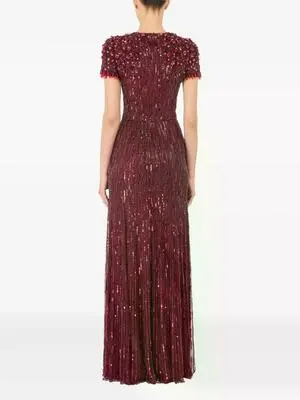 Jenny Packham Eliza Beaded Maxi Dress - Red