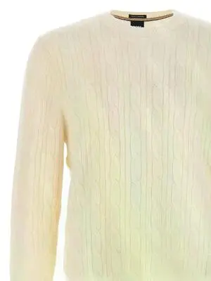 BOSS Cable Knit Crew-neck Sweater - Neutrals