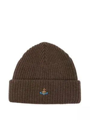 VIVIENNE WESTWOOD Ribbed-knit Beanie - Brown