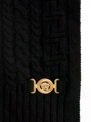 Versace Cable-knit Virgin-wool Scarf