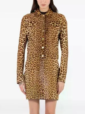Roberto Cavalli Leopard Print Leather Jacket
