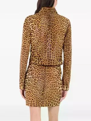 Roberto Cavalli Leopard Print Leather Jacket