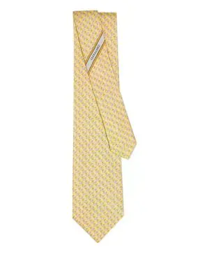 FERRAGAMO Whale-print Silk Tie - Yellow