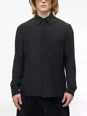 OSKLEN Rose-embroidery Silk Shirt - Black