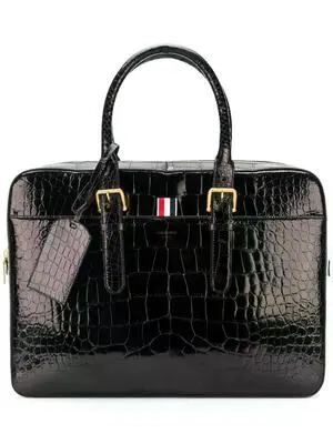 Thom Browne Alligator Leather Business Bag - Black