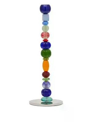 POLSPOTTEN Beaded Glass Candlestick - Blue