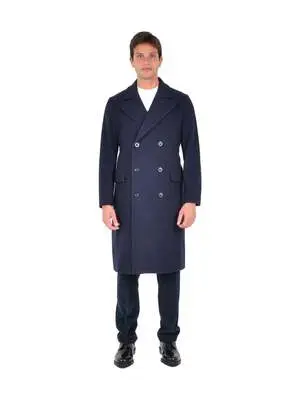 Boglioli Double-Breasted Virgin Wool-Blend Coat - Blue