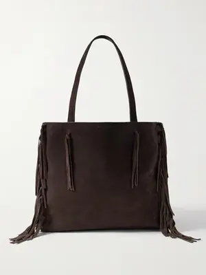 NILI LOTAN Joni Fringed Suede Tote - Brown