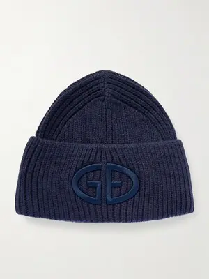 Goldbergh Valerie Embroidered Ribbed-knit Beanie - Blue