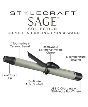 STYLECRAFT Sage Cordless Curling Wand