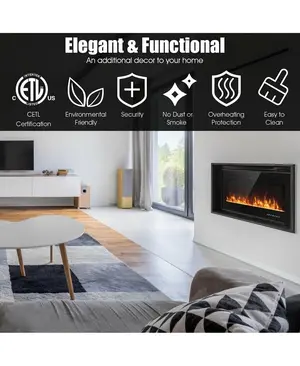 SUGIFT 50 Inch Recessed Electric Insert Wall Mounted Fireplace With Adjustable Brightness