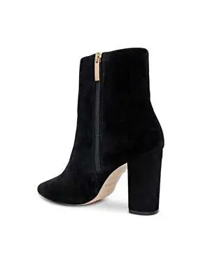 L'Agence Theodora Suede Booties With Block Heel And Lion Head Buttons