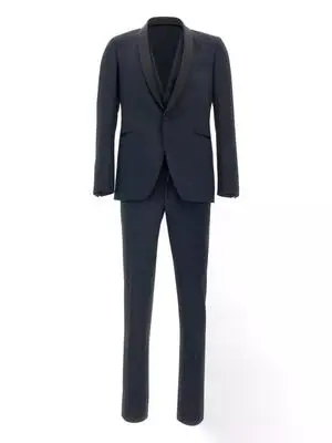 CARLO PIGNATELLI Three-piece Shawl-collar Single-breasted Suit - Blue